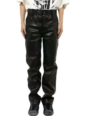 Mihara Yasuhiro Leather Trousers With Zip Pockets - Black