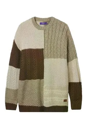AFTERMATHS Patchwork Cable-knit Sweater - Neutrals
