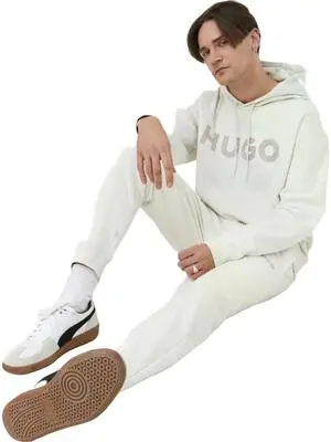 Hugo Logo Hoodie - White