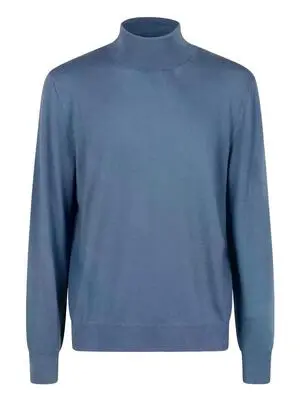 Canali Roll-neck Knitted Sweater - Blue