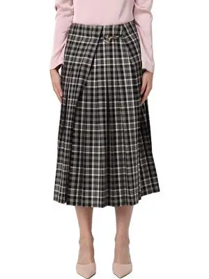 HANITA Plaid Pleated Midi Skirt - Dark
