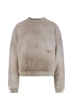 PALY Distressed Crew-neck Sweatshirt - Grey
