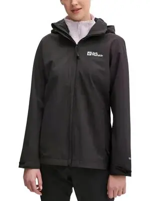 JACK WOLFSKIN Trailtime 2l Logo Hooded Jacket - Black