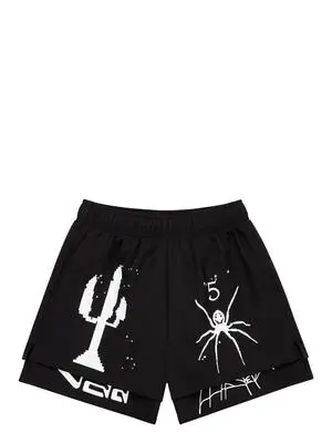 SP5DER Vaa Double Layer Shorts - Black