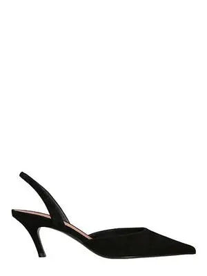 Amina Muaddi Sofia 60 Suede Slingback Heels - Black