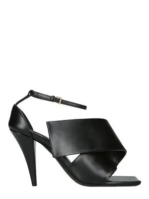 Givenchy Sliced Square Heeled Leather Sandals - Black
