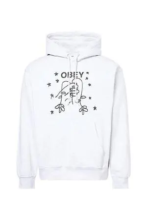 Obey Printed Cotton-blend Hoodie - Heather Grey