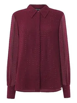 Whistles Diamante-embellished Woven Blouse - Plum/claret