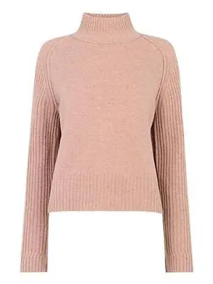 Whistles Knitted Wool Funnel-neck Jumper - Pink