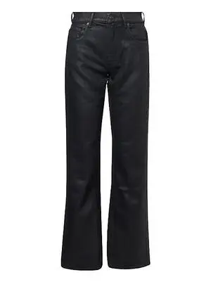 7 For All Mankind Tess Wide-leg Coated-denim Trousers - Blackcat