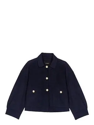 Maje Cropped Wool-blend Jacket - Navy