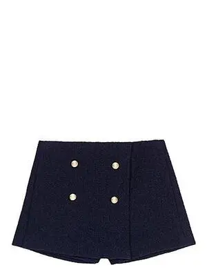 Maje Tweed Stretch-woven Shorts - Navy