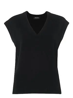 Whistles V-neck Knitted Wool Tank Top - Black