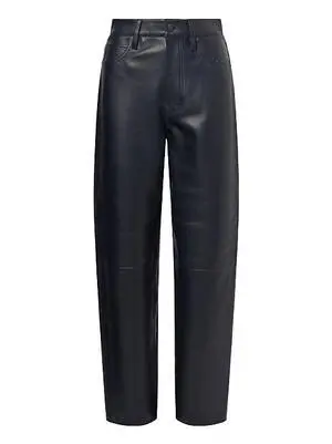 FRAME The Neat Tapered-leg Leather Trousers - Navy