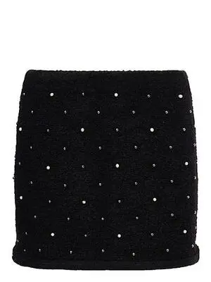 FRAME Embellished Wool-blend Mini Skirt - Black