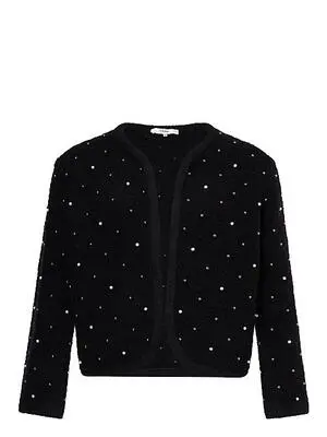 FRAME Embellished Wool-blend Knitted Jacket - Black