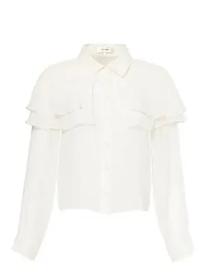 FRAME Silk Cape Blouse - Cream