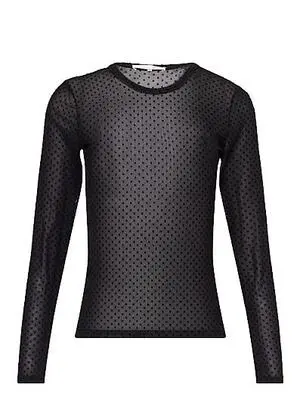 FRAME Mesh Polka Dot Top - Black
