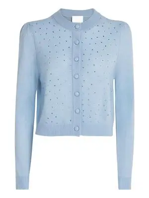 ALLUDE Wool-cashmere Crystal-embellished Cardigan - Blue
