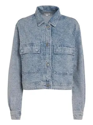 GOOD AMERICAN Crystal-Embellished Denim Trucker Jacket