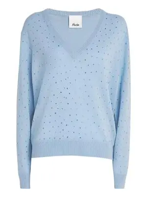 ALLUDE Wool-cashmere Crystal-embellished Sweater - Blue