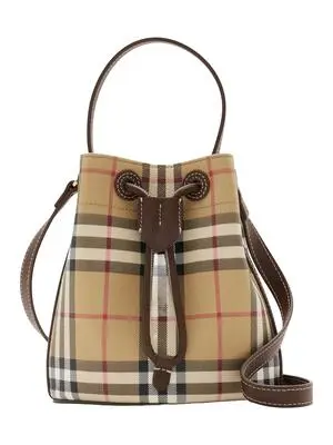 Burberry Mini Check Bucket Bag Beige