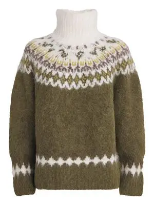Rag & Bone Alpaca-blend Jacquard Beth Sweater - Green