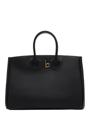 Burberry Leather Medium Tote Bag - Black