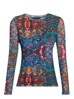 Johnny Was Natalie Kaleidoscope-print Mesh Tee - Ottalie