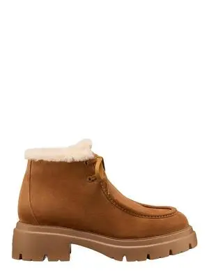 STUART WEITZMAN Hudson Shearling-lined Chukka Booties - Doe Vanilla