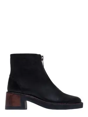 Bernardo Leather Front-zip Ankle Boots - Black Glove Leather