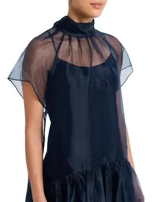 Simkhai Beaux Tiered Organza Mini Dress - Midnight
