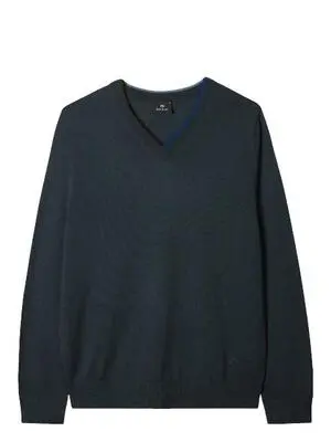 Paul Smith Merino Wool V-neck Sweater - Grey