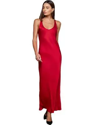 L'Agence Akiya Satin Maxi Dress - Chili Pepper