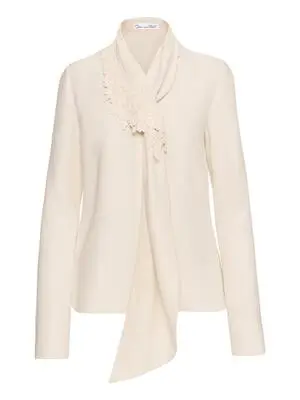 Oscar De La Renta Foxglove Tie-neck Georgette Blouse - White