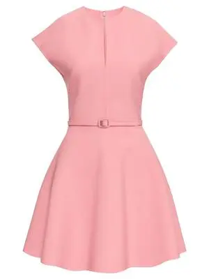 Oscar De La Renta Split Neck Wool Mini Dress - Pink