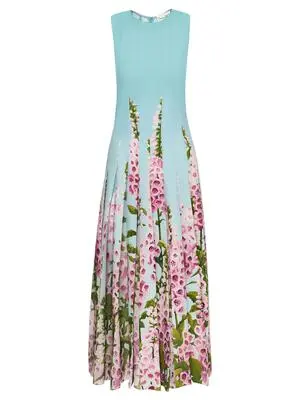 Oscar De La Renta Degrade Foxglove Chiffon Inset Dress - Blue