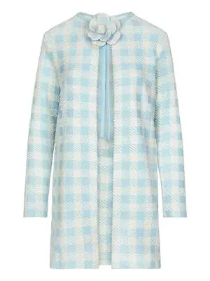 Oscar De La Renta Gingham Jacquard Coat With Floral Appliqu - One-color