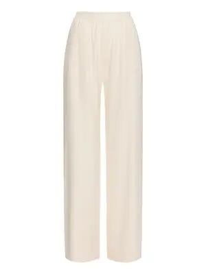 Oscar De La Renta Silk Georgette Wide Leg Pant - White