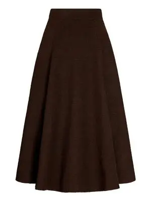 Oscar De La Renta Wool Tweed Pleated Midi Skirt - One-color