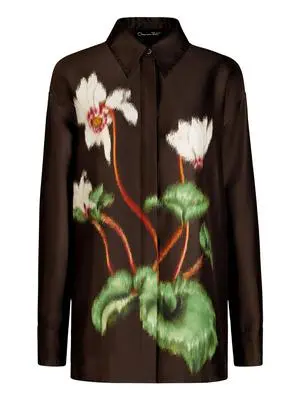 Oscar De La Renta Chin Cyclamen Silk Mikado Blouse - One-color