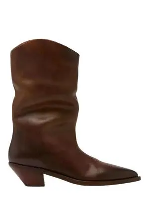 Marsèll Pointed-toe Leather Cowboy Boots - Brown