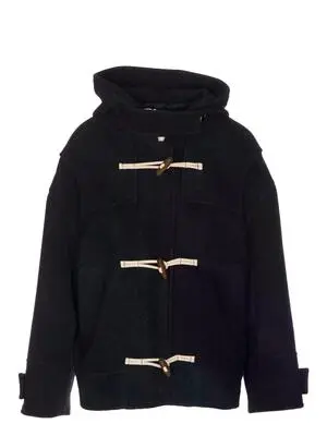 CIRCOLO 1901 Frog Closure Hooded Coat - Black