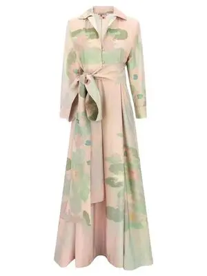 Bernadette Beatrice Floral-pattern Maxi Shirt Dress - Pink