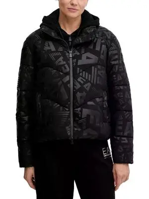 Emporio Armani Monogram-print Puffer Jacket - Black
