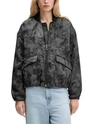 Desigual Floral-embroidered Bomber Jacket - Black