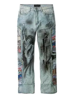 WHO DECIDES WAR BY EV BRAVADO Patch-embellished Straight Jeans - Blue