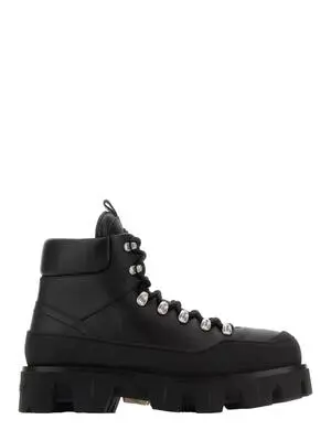 Moncler Leather Ankle Boots - Black