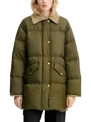 Marc O'polo Corduroy-collar Quilted Coat - Green