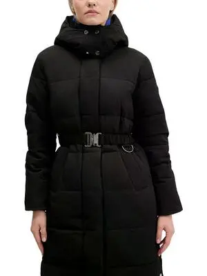 Desigual Padded Coat With Hooded Neckline And Detachable Belt - Black